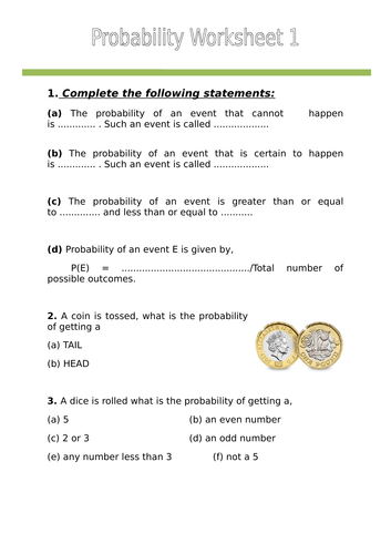 Introducing Probability Complete Lesson | Teaching Resources