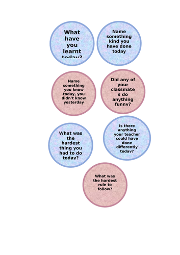End of day questions | Teaching Resources
