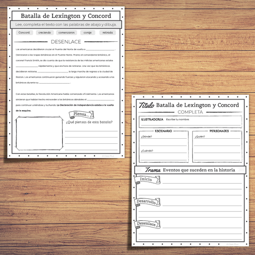 Día del Patriota Batalla de Lexington y Concord Actividad, Story Format ...