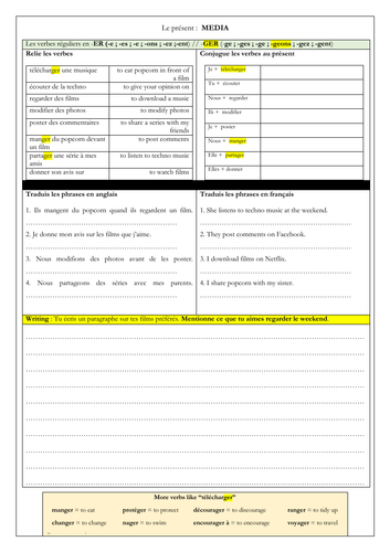 French present tense - media | Teaching Resources