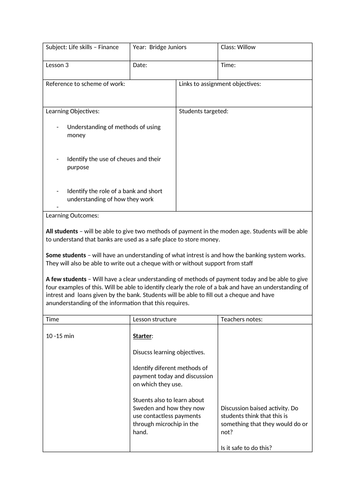 handling money today and how banks work | Teaching Resources