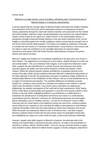 Example 'A Streetcar Named Desire' essay | Teaching Resources