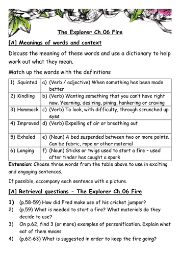 Y3/4 Chapter 6 The Explorer by Katherine Rundell 1 week whole class ...