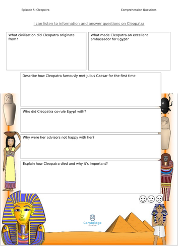Cleopatra | Distance Learning | Audio & Comprehension Worksheets ...