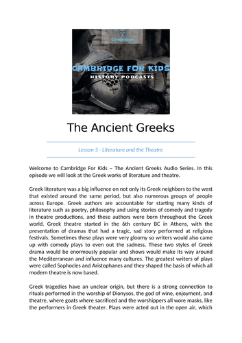 Greek Theatre & Literature | Distance Learning | Audio & Comprehension ...
