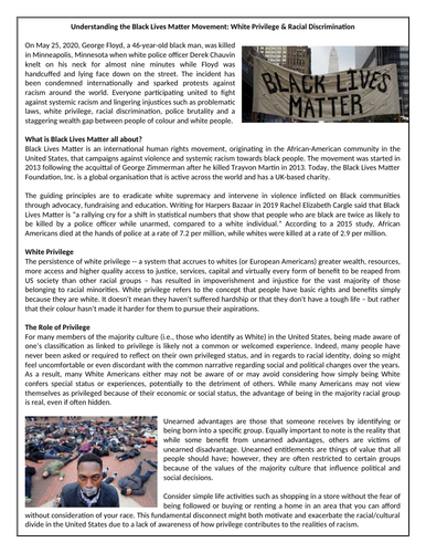 Understanding the Black Lives Matter Movement - Reading Comprehension ...