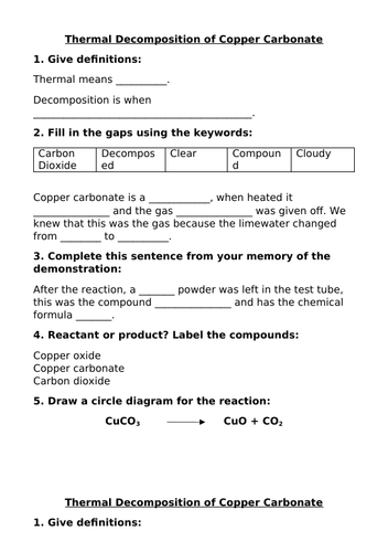 Thermal Decomposition KS3 Full Lesson | Teaching Resources