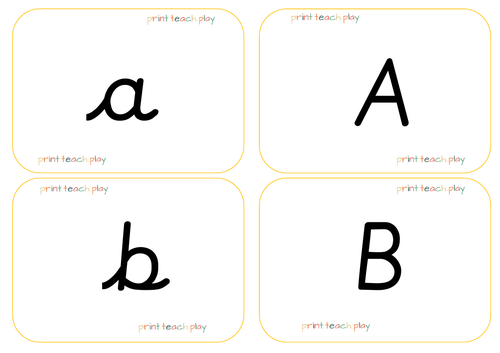 Alphabet Matching Cards - Lowercase/Capitals (unjoined cursive ...