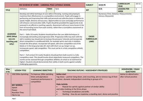 GCSE PE AQA Theory & Practical Schemes of Work | Teaching Resources