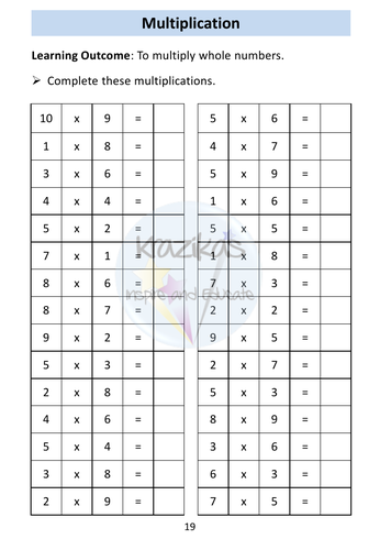 Multiplication Workbook - AQA Entry Level 2 Maths | Teaching Resources