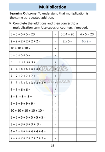Multiplication Workbook - AQA Entry Level 2 Maths | Teaching Resources