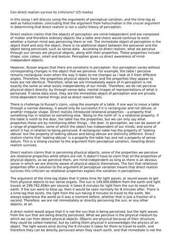 AQA A-Level Philosophy Direct Realism | Teaching Resources AQA A-Level Philosophy Direct Realism | Teaching Resources