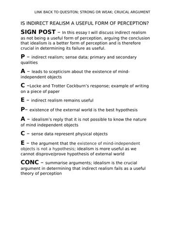 AQA A-Level Philosophy Indirect Realism | Teaching Resources AQA A-Level Philosophy Indirect Realism | Teaching Resources