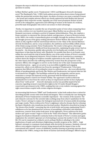 The Handmaids Tale & Frankenstein comparative | Teaching Resources