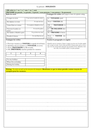 French present tense - holiday | Teaching Resources