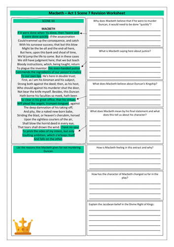 Macbeth Revision Worksheets | Teaching Resources