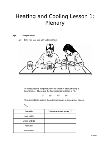 BEST Heating and Cooling Lesson 1 - Temperature | Teaching Resources