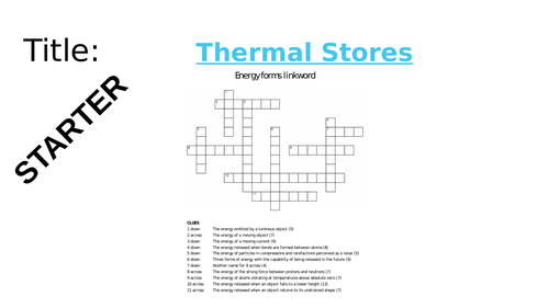 BEST Heating and Cooling Lesson 8 - Thermal Stores of Energy | Teaching ...