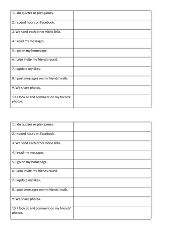 Studio 3 Rouge: Module 1. Unit 1, Planète facebook | Teaching Resources