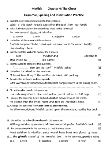 Matilda Class and Home Learning Literacy Pack for Years 5 and 6 ...