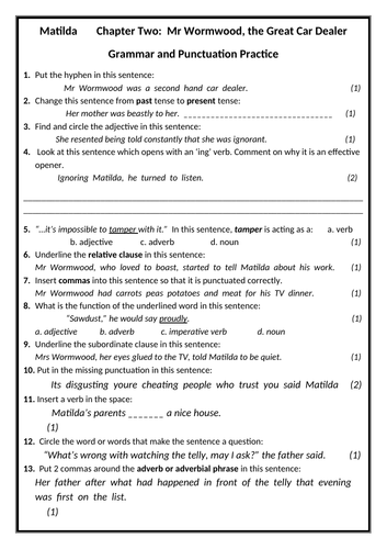 Matilda Class and Home Learning Literacy Pack for Years 5 and 6 ...