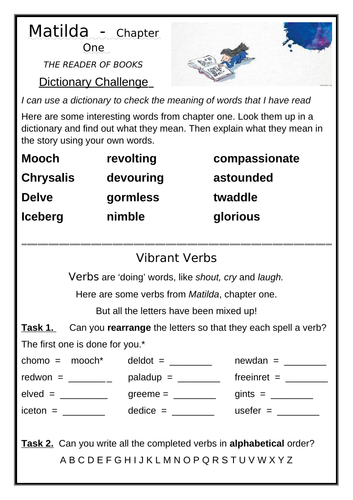 Matilda Class and Home Learning Literacy Pack for Years 5 and 6 ...