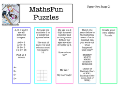 Maths Puzzles (Suitable for Years 5,6 and 7) | Teaching Resources