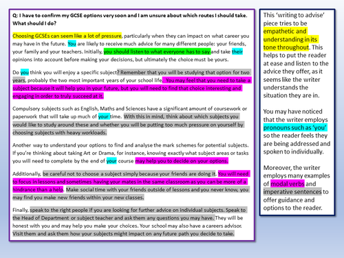 English KS3 Writing to Advise | Teaching Resources
