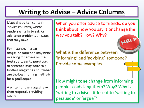English KS3 Writing to Advise | Teaching Resources