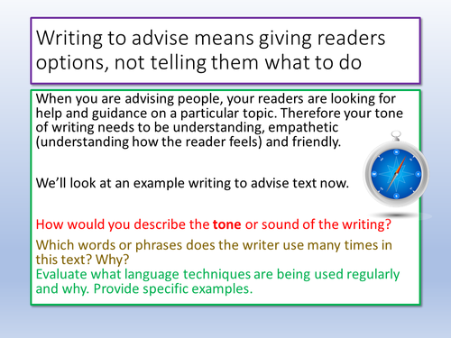 English KS3 Writing to Advise | Teaching Resources
