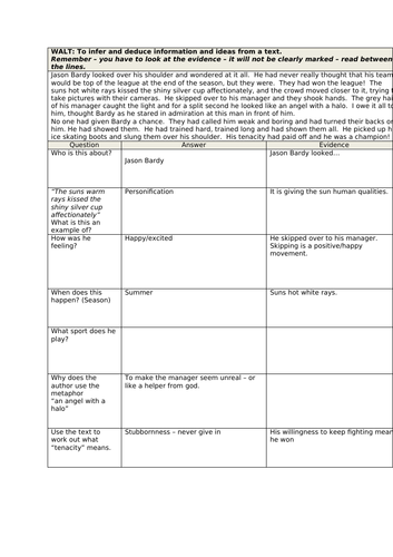 Reading Comprehension - reading between the lines. KS2 | Teaching Resources