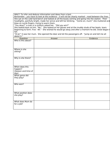 Reading Comprehension - reading between the lines. KS2 | Teaching Resources