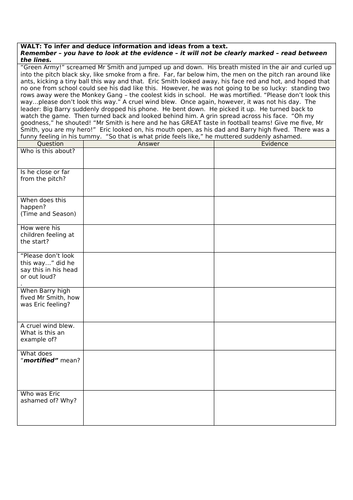 Reading Comprehension - reading between the lines. KS2 | Teaching Resources