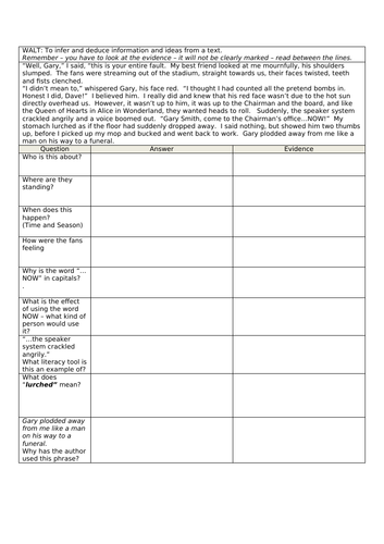 Reading Comprehension - reading between the lines. KS2 | Teaching Resources