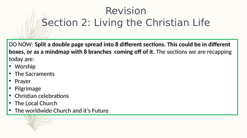 Living the Christian Life Revision | Teaching Resources