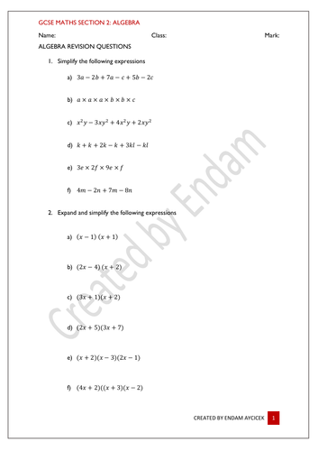 GCSE Maths Algebra questions & answers | Teaching Resources GCSE Maths Algebra questions & answers | Teaching Resources