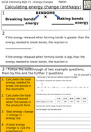 Enthalphy Energy Calculations worksheet - C5 AQA GCSE Chemistry (Energy ...