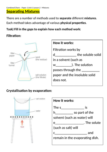 Mixtures and Separation Techniques | Teaching Resources