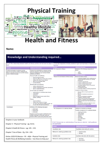 AQA GCSE PE ILT1 - Health & Fitness | Teaching Resources