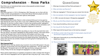 Rosa Parks Comprehension | Teaching Resources