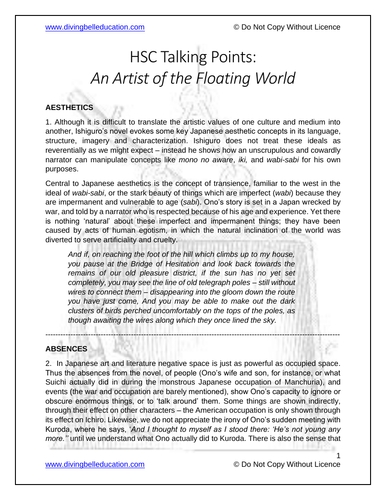 Talking Points - HSC Advanced Mod B: An Artist of the Floating World ...