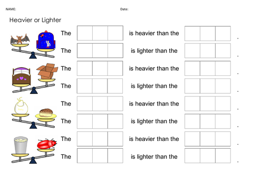 Mass and Weight and CVC words Heavier or Lighter Balance scale Distance ...