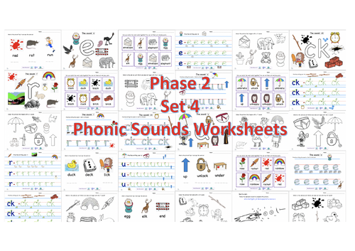 Phase 2 Set 4 Phonic Worksheets | Teaching Resources