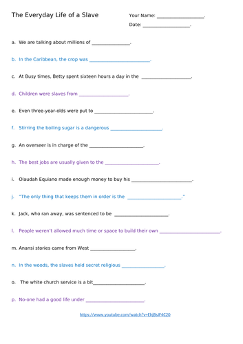 BBC History File: The Everyday Life of a Slave | Teaching Resources