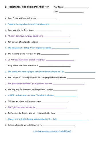 History File. Black People of the Americas 3: Resistance, Rebellion and ...