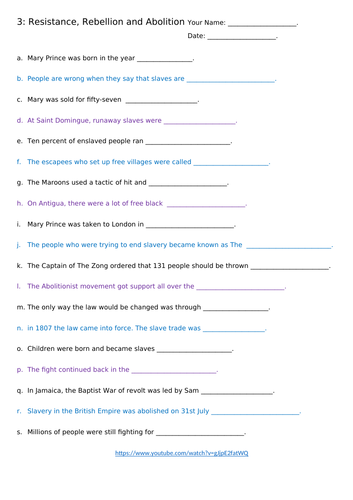 History File. Black People of the Americas 3: Resistance, Rebellion and ...