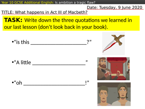 Macbeth - Additional English/ Revision Low Ability SOW | Teaching Resources