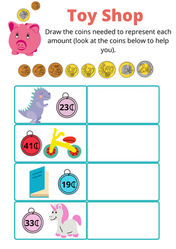 KS1 Money (coins in Cents and Euros) Pack | Teaching Resources