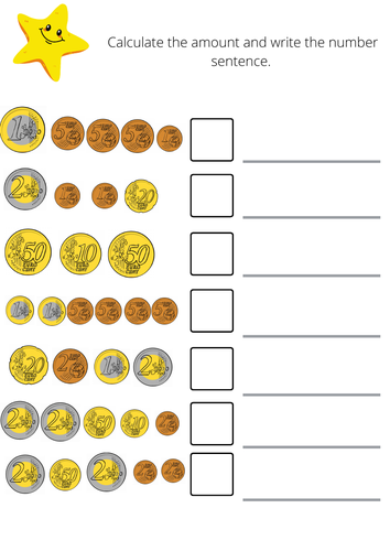 KS1 Money (coins in Cents and Euros) Pack | Teaching Resources
