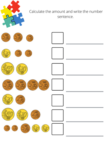 KS1 Money (coins in Cents and Euros) Pack | Teaching Resources